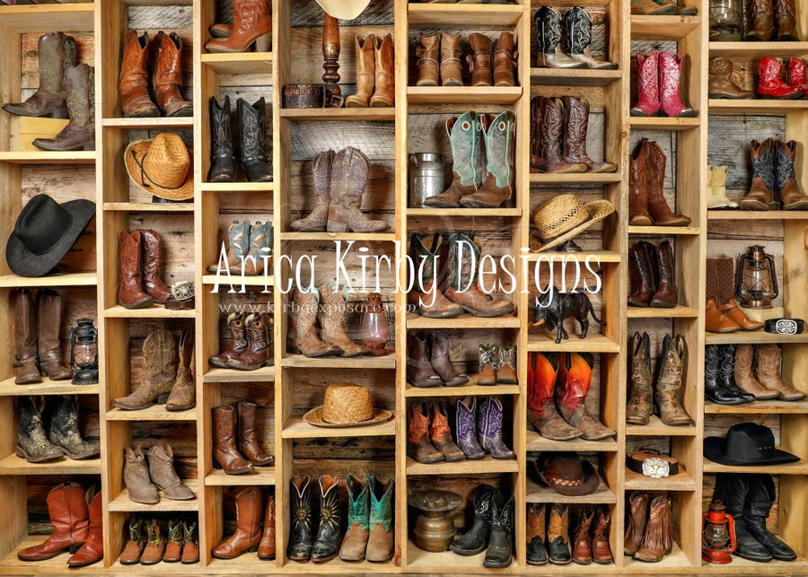 Rustic Western Cowboy Boot Display Backdrop