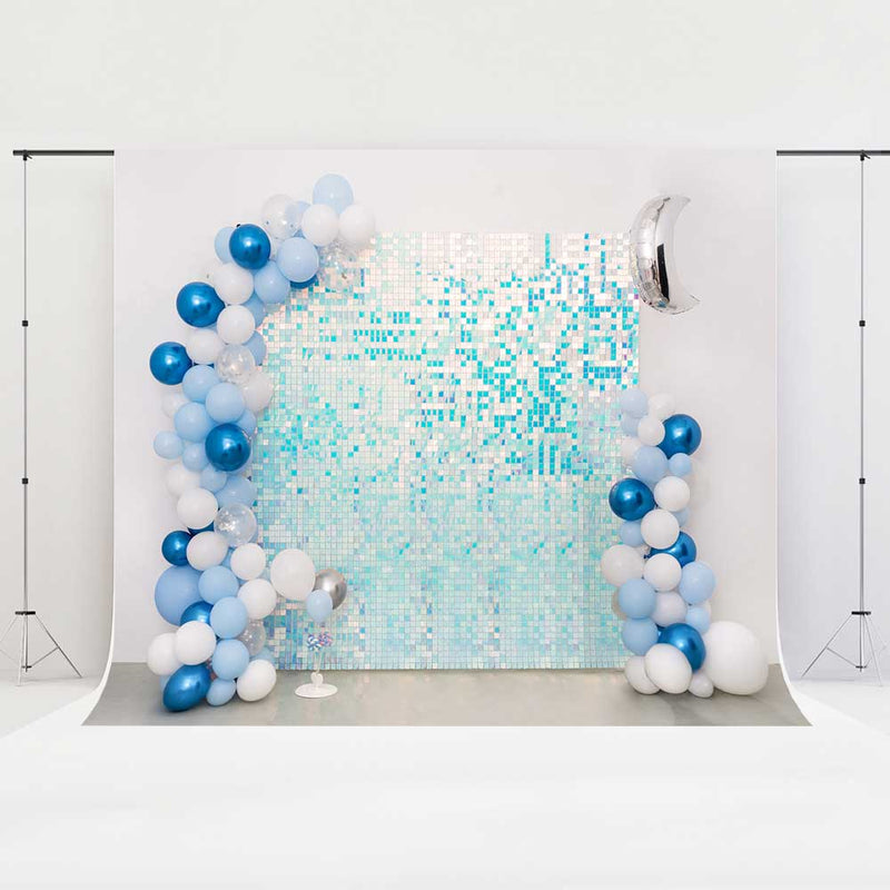 Icy Blue Mosaic Balloon Arch Backdrop