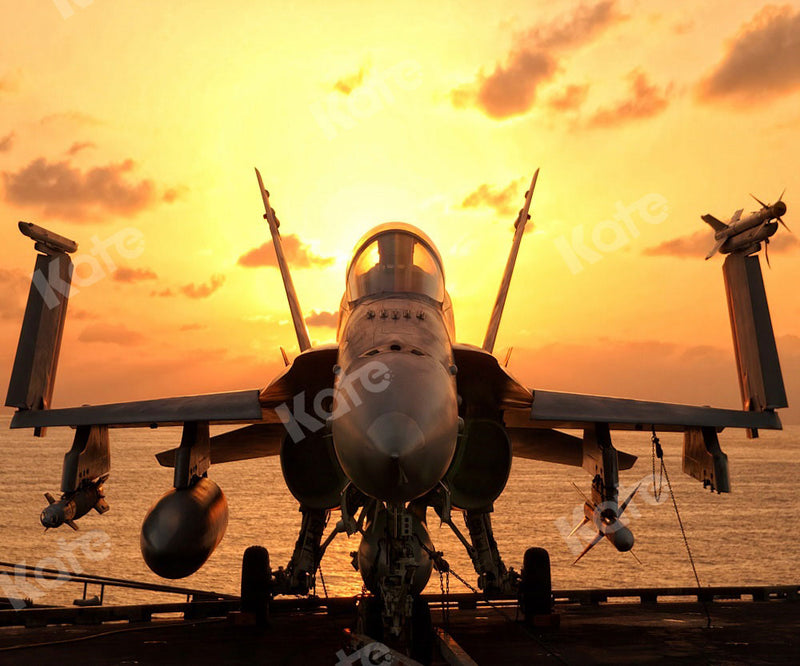 Sunset Fighter Jet Aircraft Backdrop