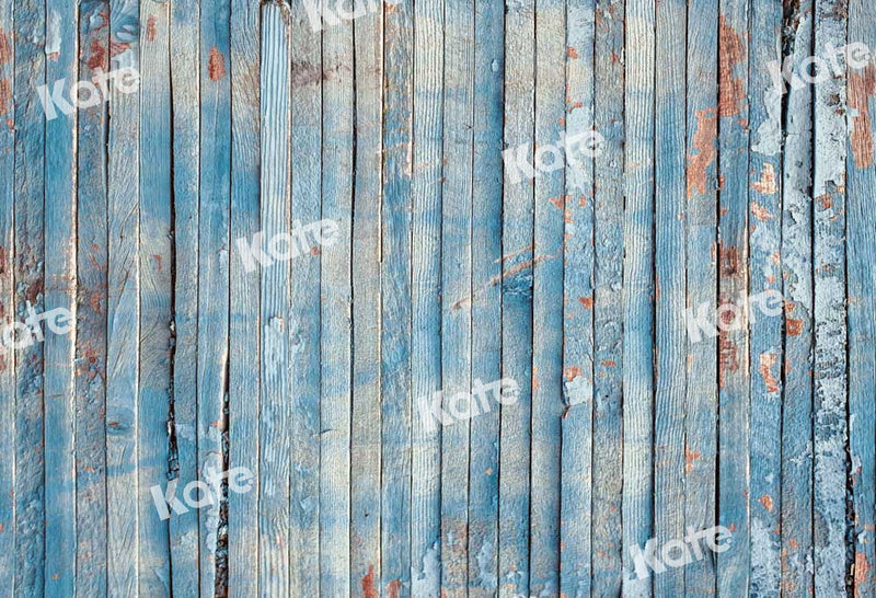 Rustic Weathered Blue Wood Plank Backdrop