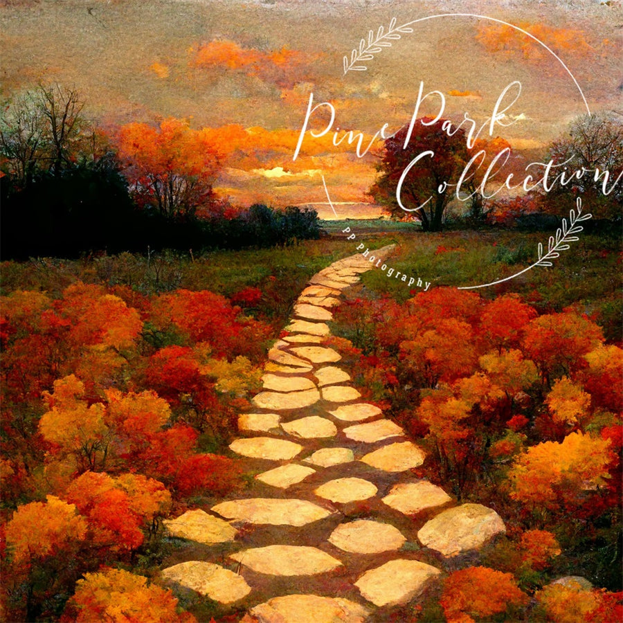 Golden Autumn Pathway Scenic Backdrop