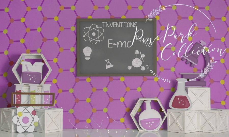 Vibrant Geometric Science Lab Backdrop