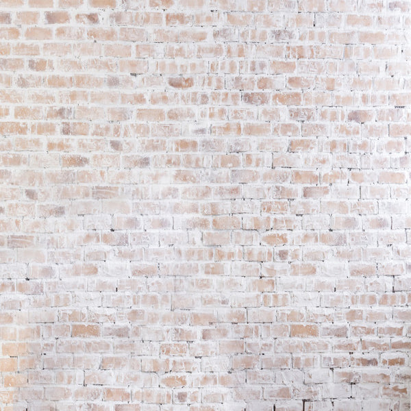 Vintage Whitewashed Rustic Brick Wall Backdrop