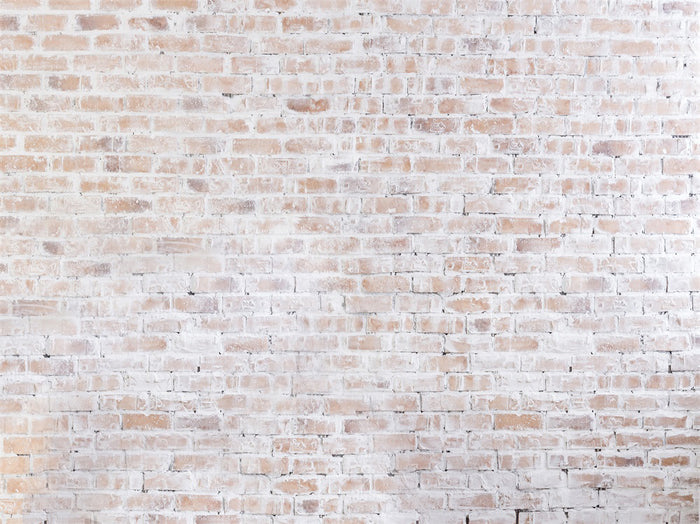 Vintage Whitewashed Rustic Brick Wall Backdrop
