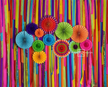 Vibrant Rainbow Streamers and Fans Backdrop