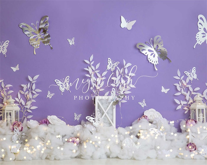 Elegant Lavender Butterfly Garden Backdrop