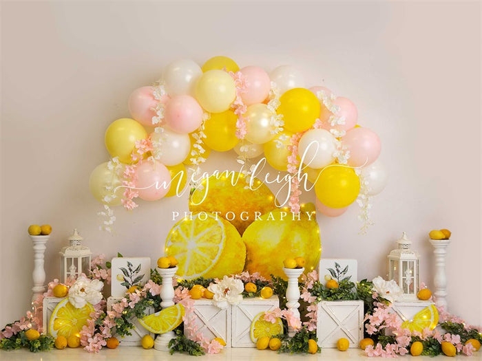 Lemon Citrus Balloon Floral Backdrop
