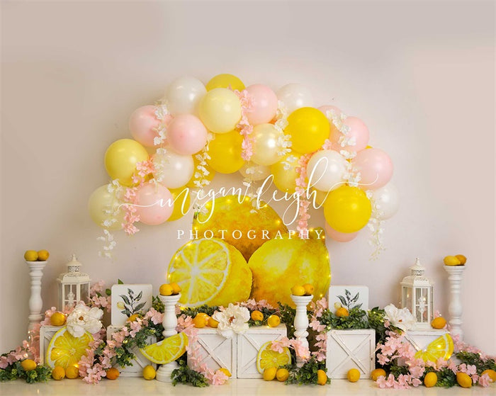 Lemon Citrus Balloon Floral Backdrop
