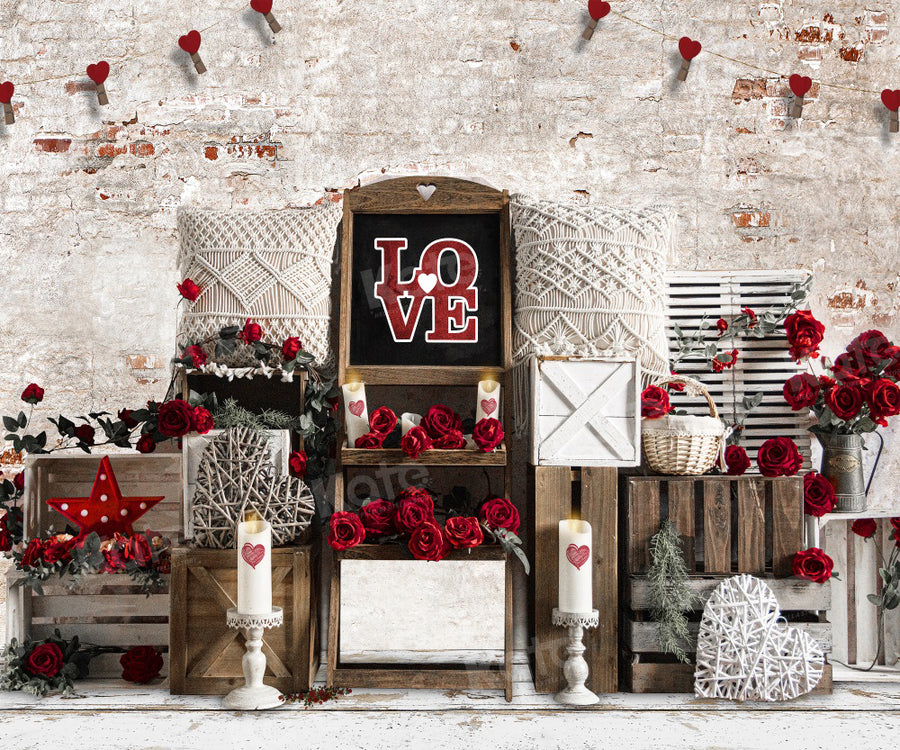 Kate Valentine's Day Backdrop Boho Retro Wall for Photography