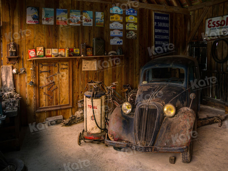 Rustic Vintage Garage Car Workshop Backdrop