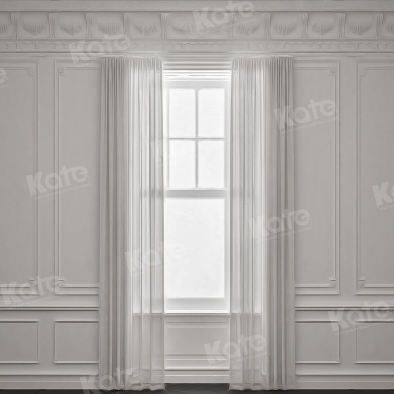 Elegant White Window Curtain Backdrop