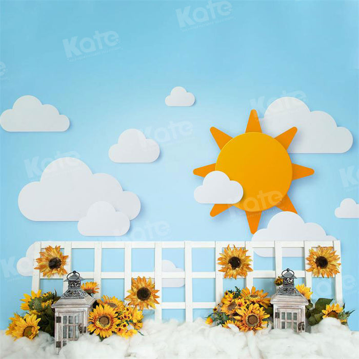 Sunny Sunflower Garden Morning Backdrop