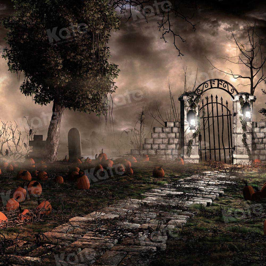 Haunted Pumpkin Pathway Graveyard Backdrop