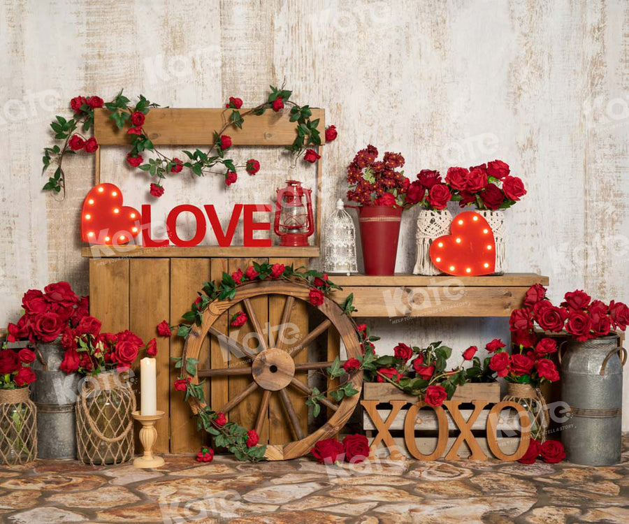 Rustic Romantic Red Rose Backdrop