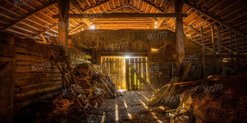 Rustic Barn Interior Vintage Backdrop