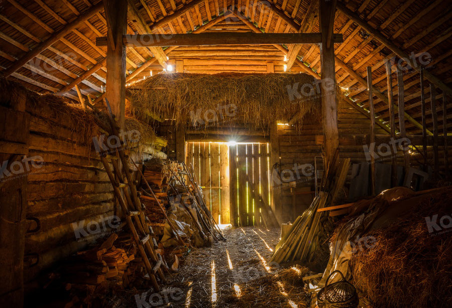 Rustic Barn Interior Vintage Backdrop