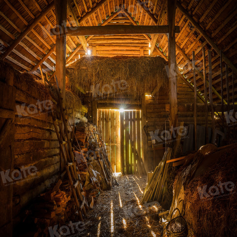 Rustic Barn Interior Vintage Backdrop
