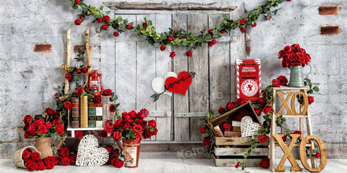 Rustic Romantic Red Rose Backdrop