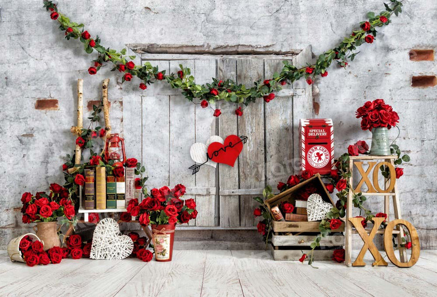 Rustic Romantic Red Rose Backdrop