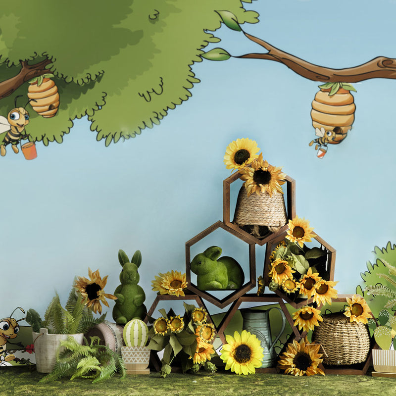 Whimsical Garden Bee Hive Backdrop