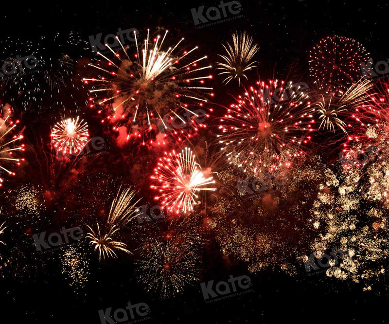 Vibrant Red Fireworks Celebration Backdrop
