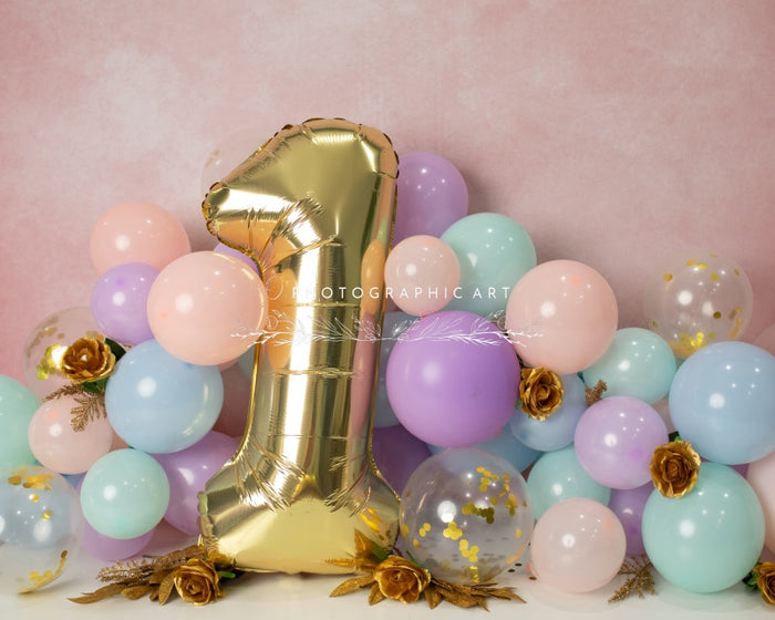 Gold Number One Balloon Party Backdrop
