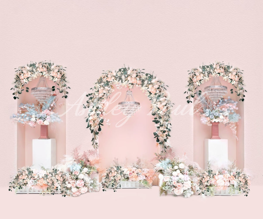 Elegant Blush Floral Arch Backdrop