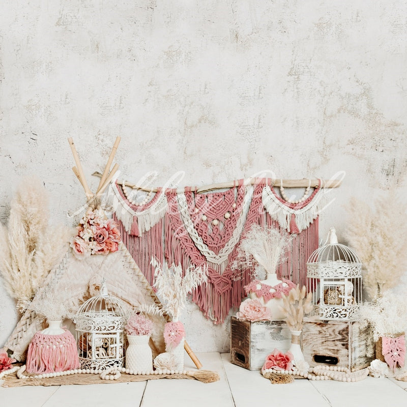 Boho Chic Macrame Floral Backdrop