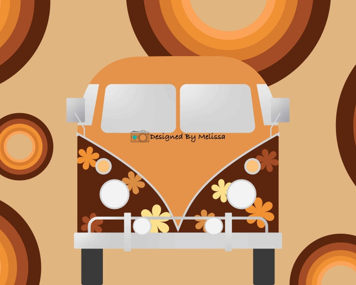Retro Floral Vintage Van Backdrop