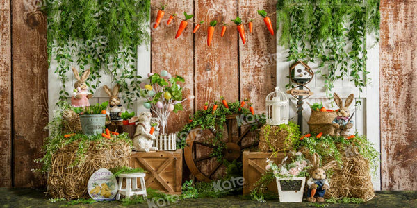 Kate Spring Easter Barn Bunny Backdrop for Photography