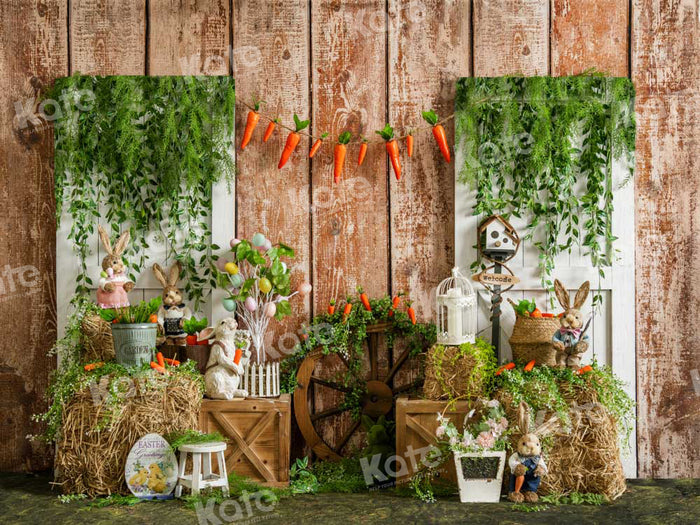 Kate Spring Easter Barn Bunny Backdrop for Photography