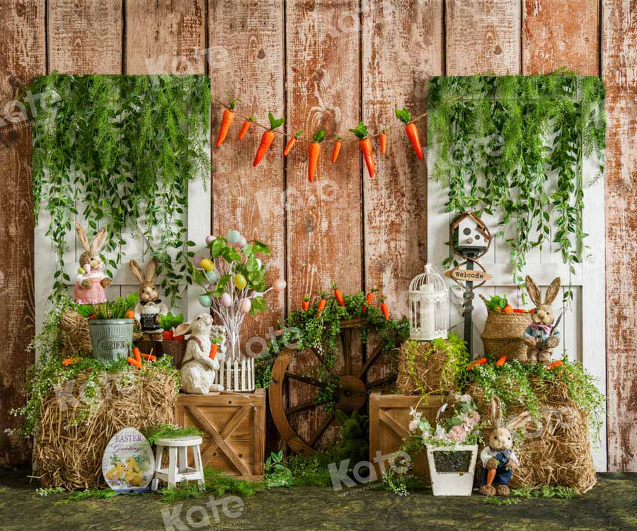 Kate Spring Easter Barn Bunny Backdrop for Photography