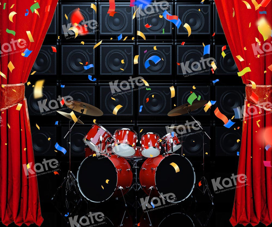 Vibrant Rock Concert Drum Set Backdrop