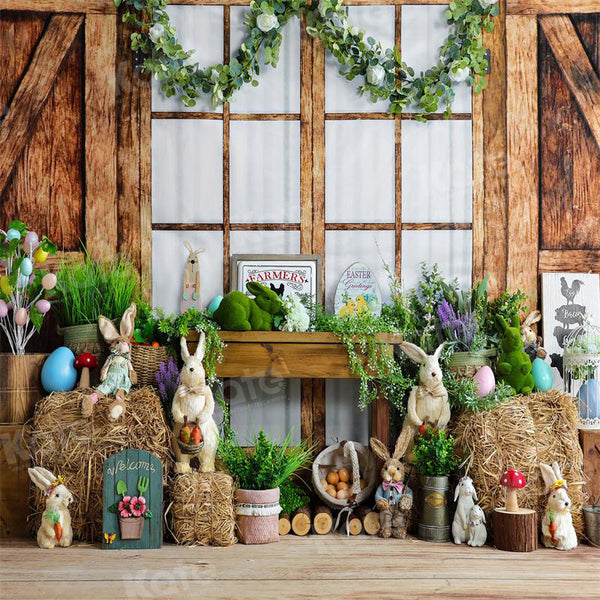 Rustic Spring Easter Bunny Backdrop