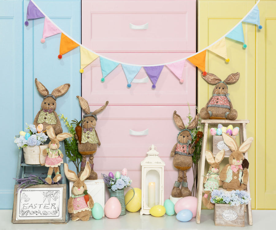 Pastel Easter Bunny Celebration Backdrop