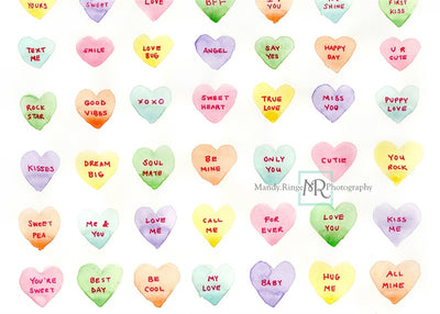 Pastel Candy Heart Love Message Backdrop
