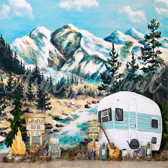 Kate Winter Camping Backdrop for Photography