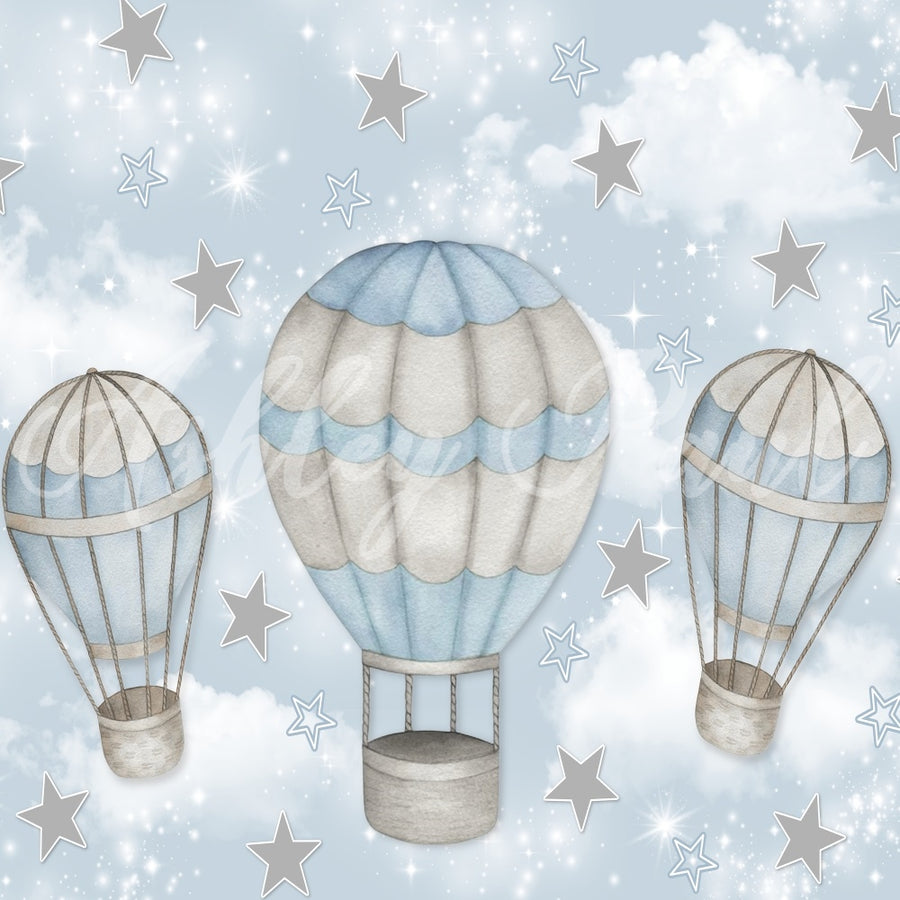 Dreamy Blue Sky Hot Air Balloon Backdrop