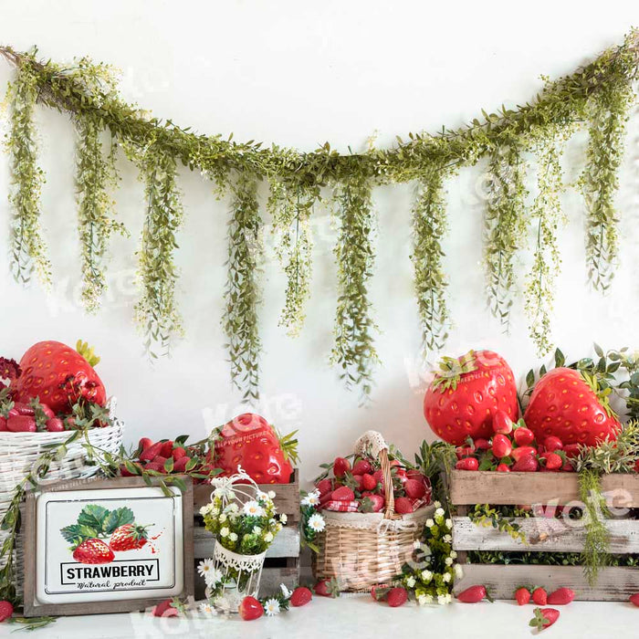 Rustic Strawberry Harvest Decorative Backdrop