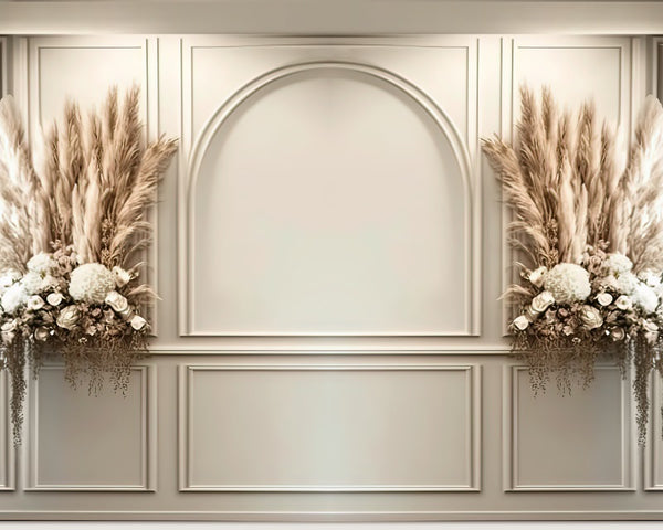 Elegant Neutral Pampas Grass Backdrop