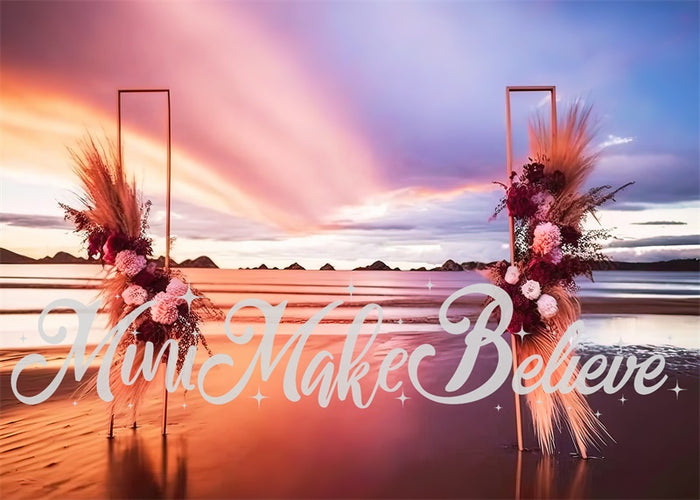 Sunset Dreamscape Floral Beach Backdrop