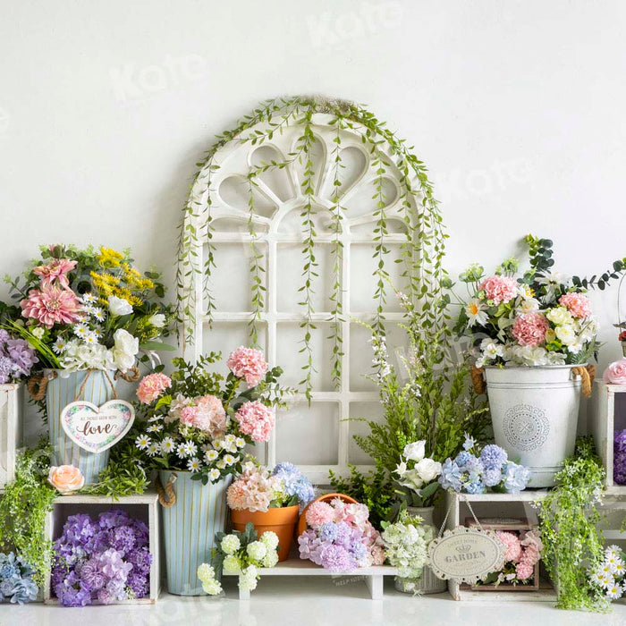 Elegant Floral Garden Window Backdrop