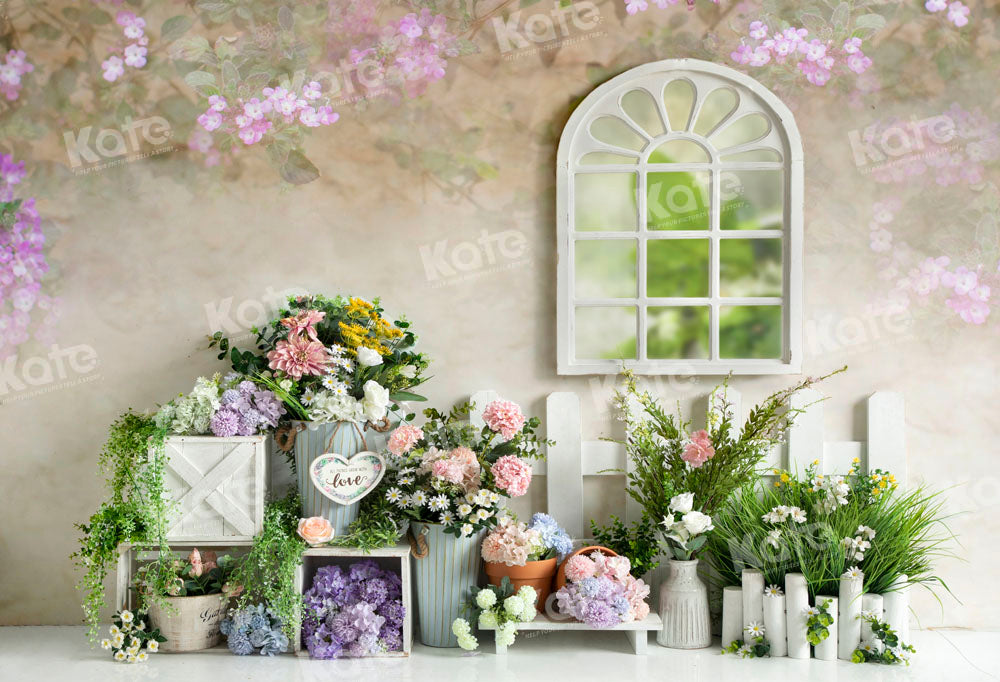 Rustic Garden Floral Window Backdrop