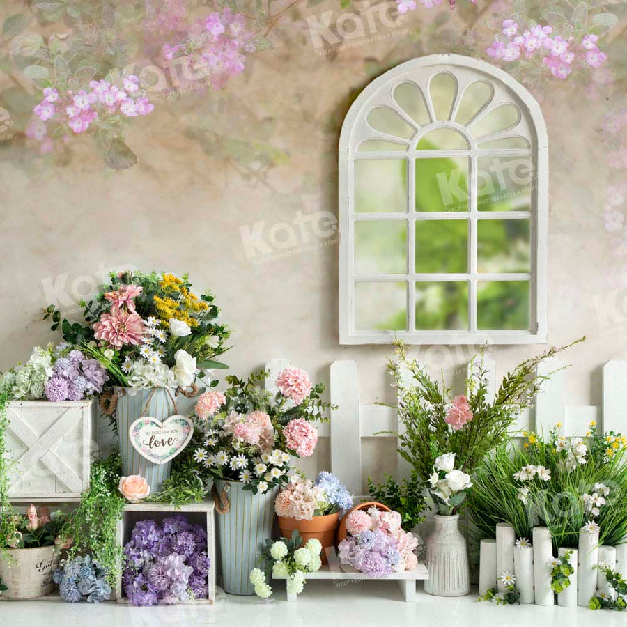 Rustic Garden Floral Window Backdrop