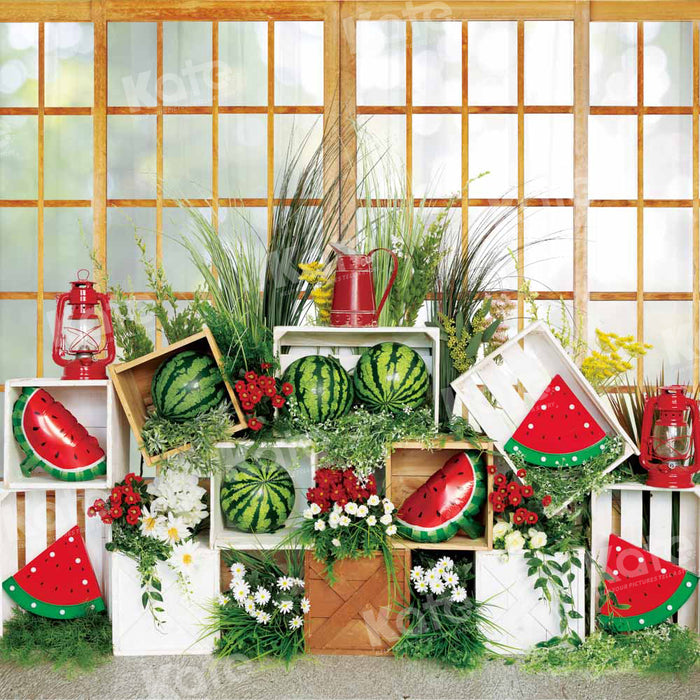 Rustic Summer Watermelon Fruit Backdrop
