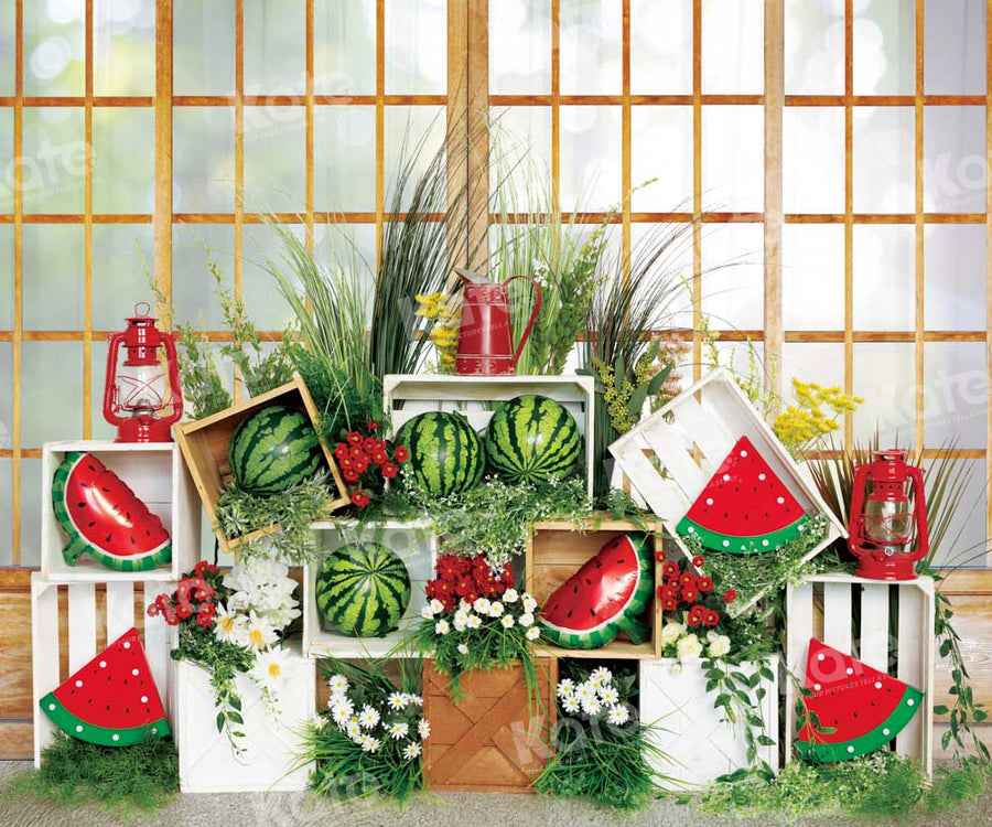 Rustic Summer Watermelon Fruit Backdrop