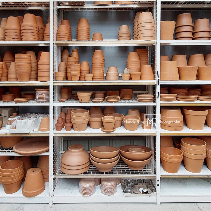 Rustic Terracotta Pottery Display Backdrop