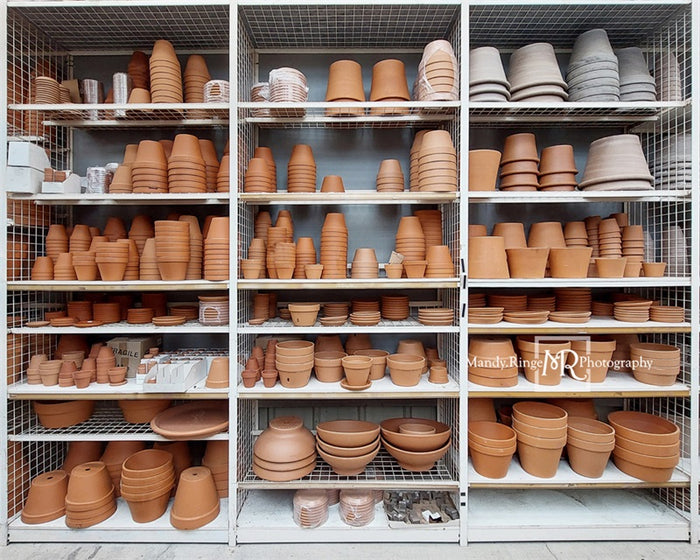 Rustic Terracotta Pottery Display Backdrop