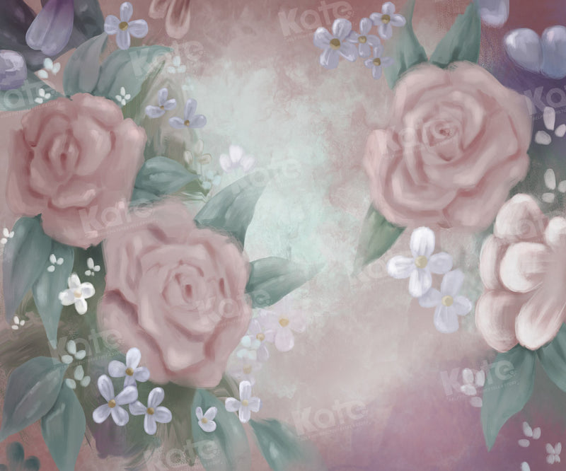 Vintage Blush Rose Garden Backdrop