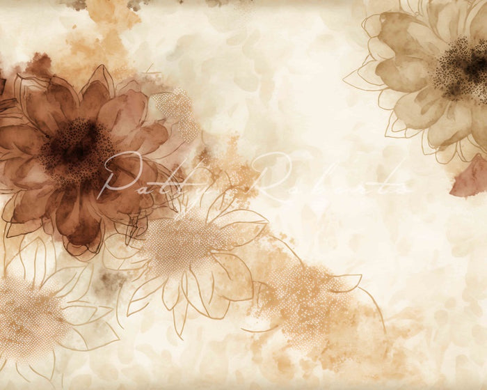 Elegant Sepia Floral Watercolor Backdrop